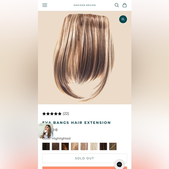 Hair | Madison Braids Eva Bangs Hair Extension New Color Highlighted ...